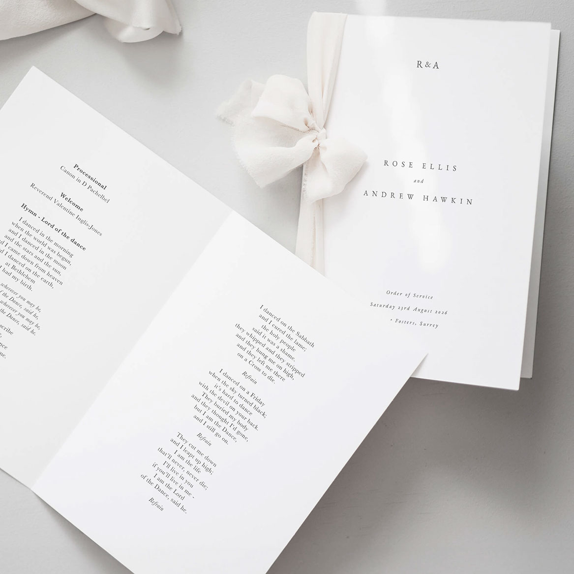 Wedding Orders of Service | Peony & Rose