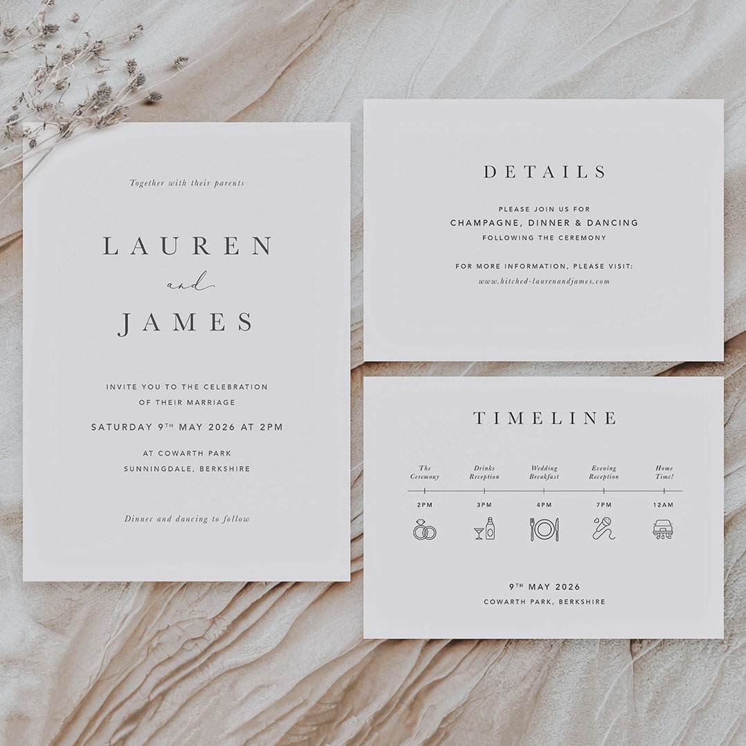 Simple Elegant Wedding Invitation | Peony & Rose