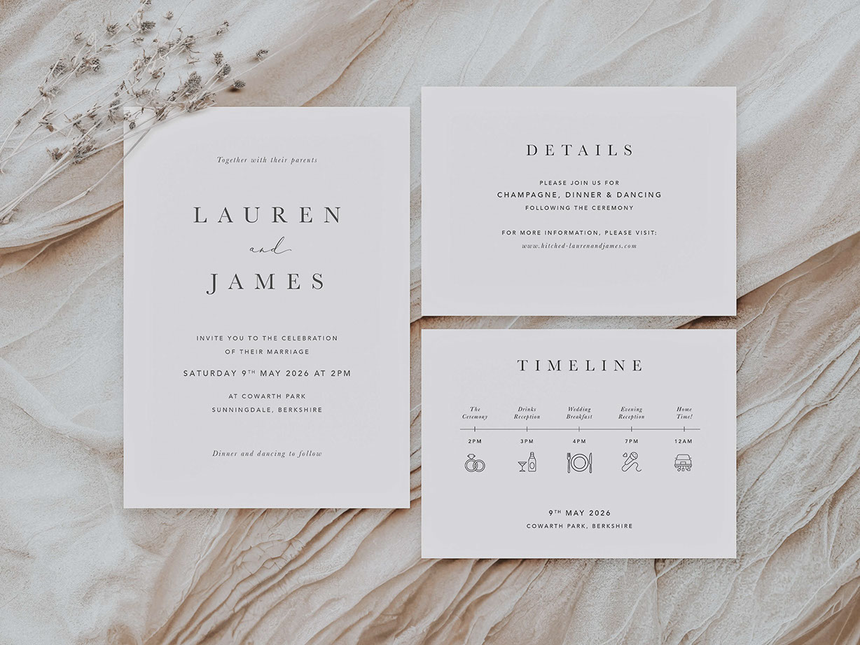 Simple Elegant Wedding Invitation | Peony & Rose