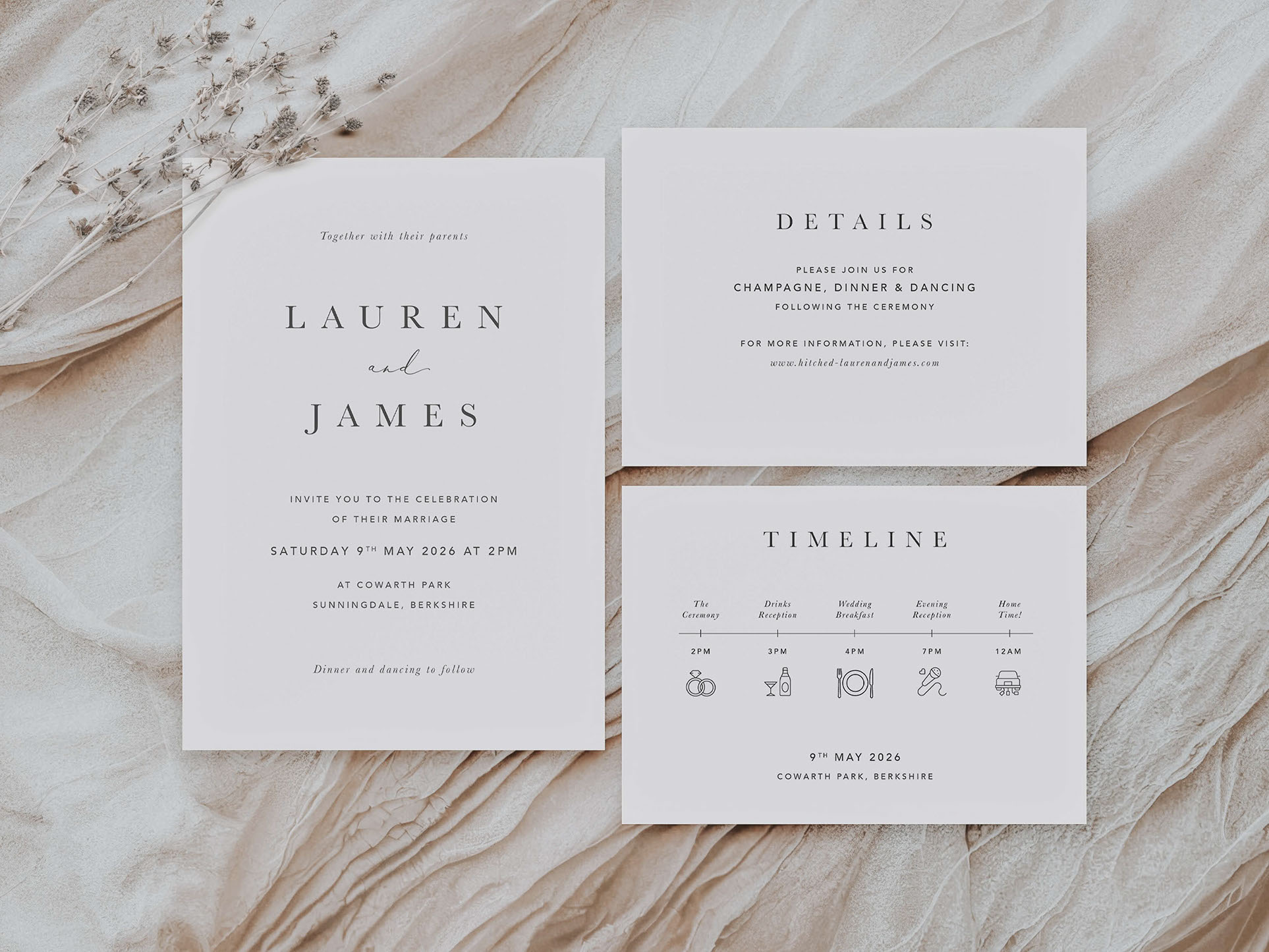 Simple Elegant Wedding Invitation | Peony & Rose