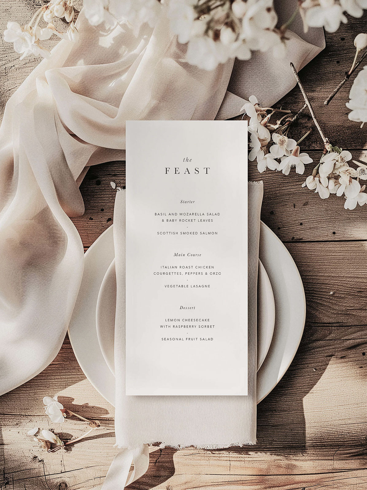 Simple Elegant Wedding Invitation | Peony & Rose