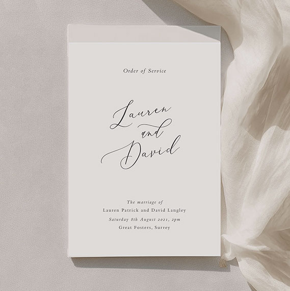 Orders of Service | Wedding Stationery | Peony & Rose