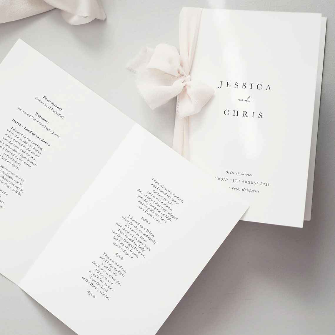Orders of Service | Wedding Stationery | Peony & Rose
