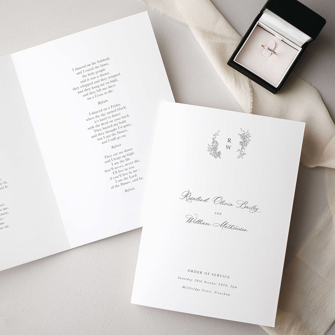 Orders of Service | Wedding Stationery | Peony & Rose